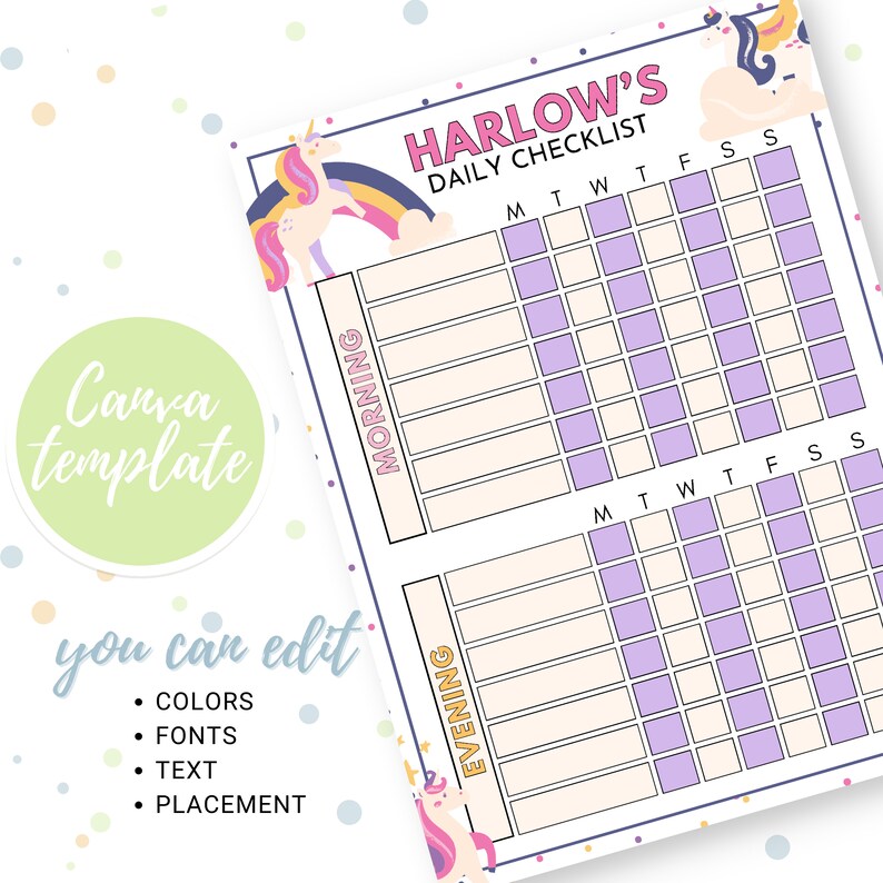 Daily Checklist for Kids, Printable Routine Chart, Child’s ...