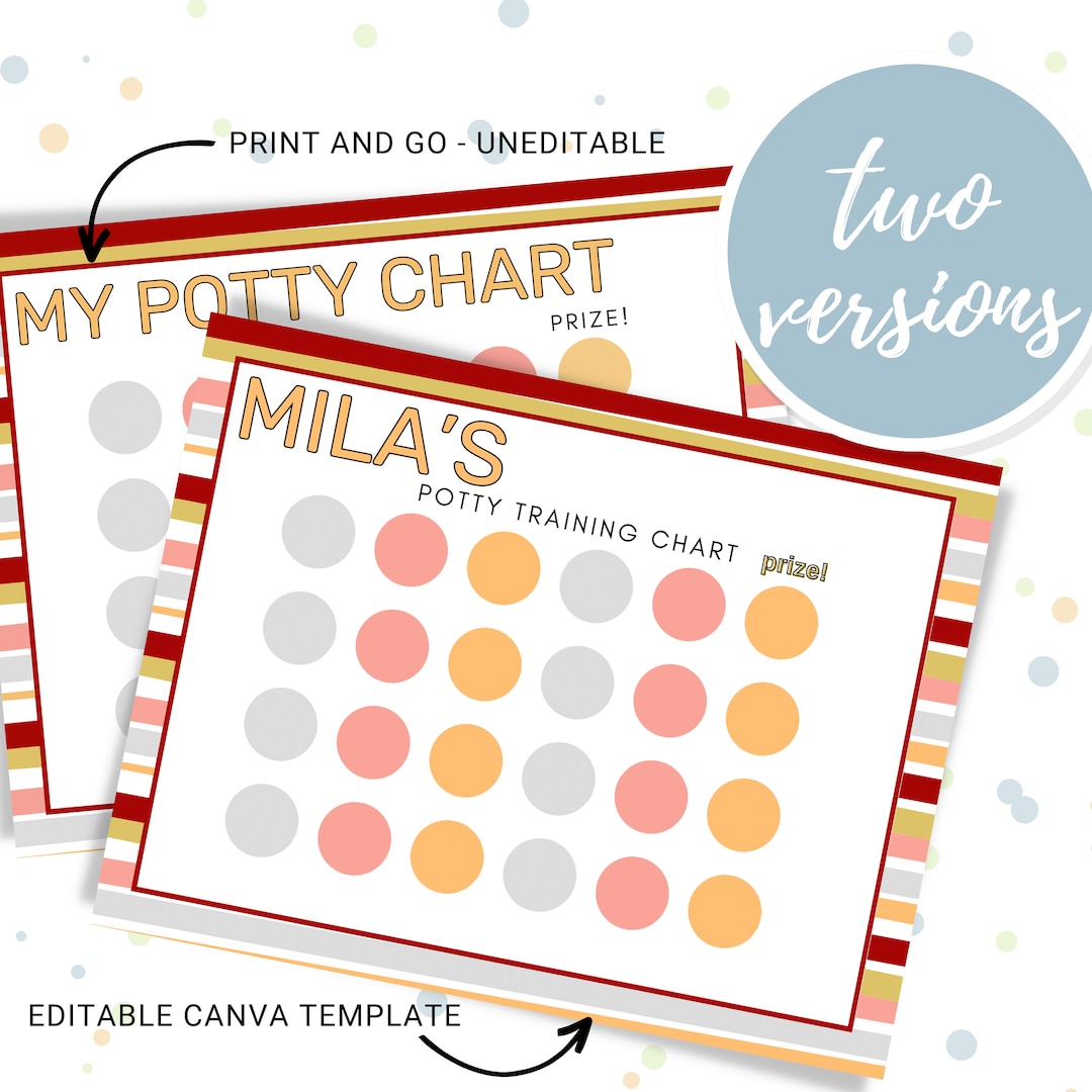 Printable Potty Chart, Potty Training Chart, Potty Reward Chart, Potty ...