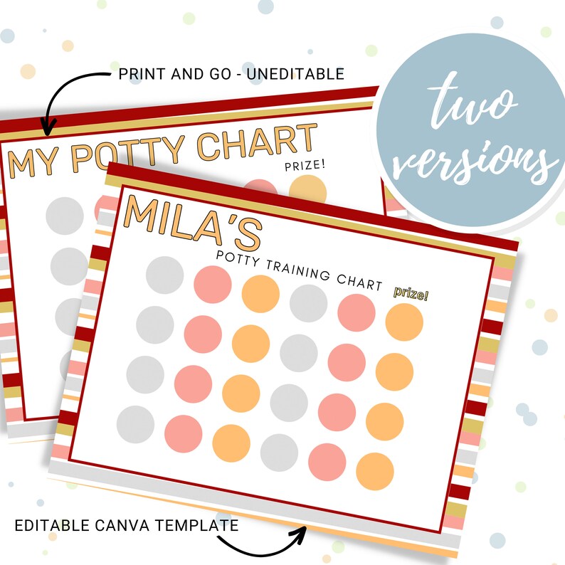 Printable Potty Chart, Potty Training Chart, Potty Reward Chart, Potty ...