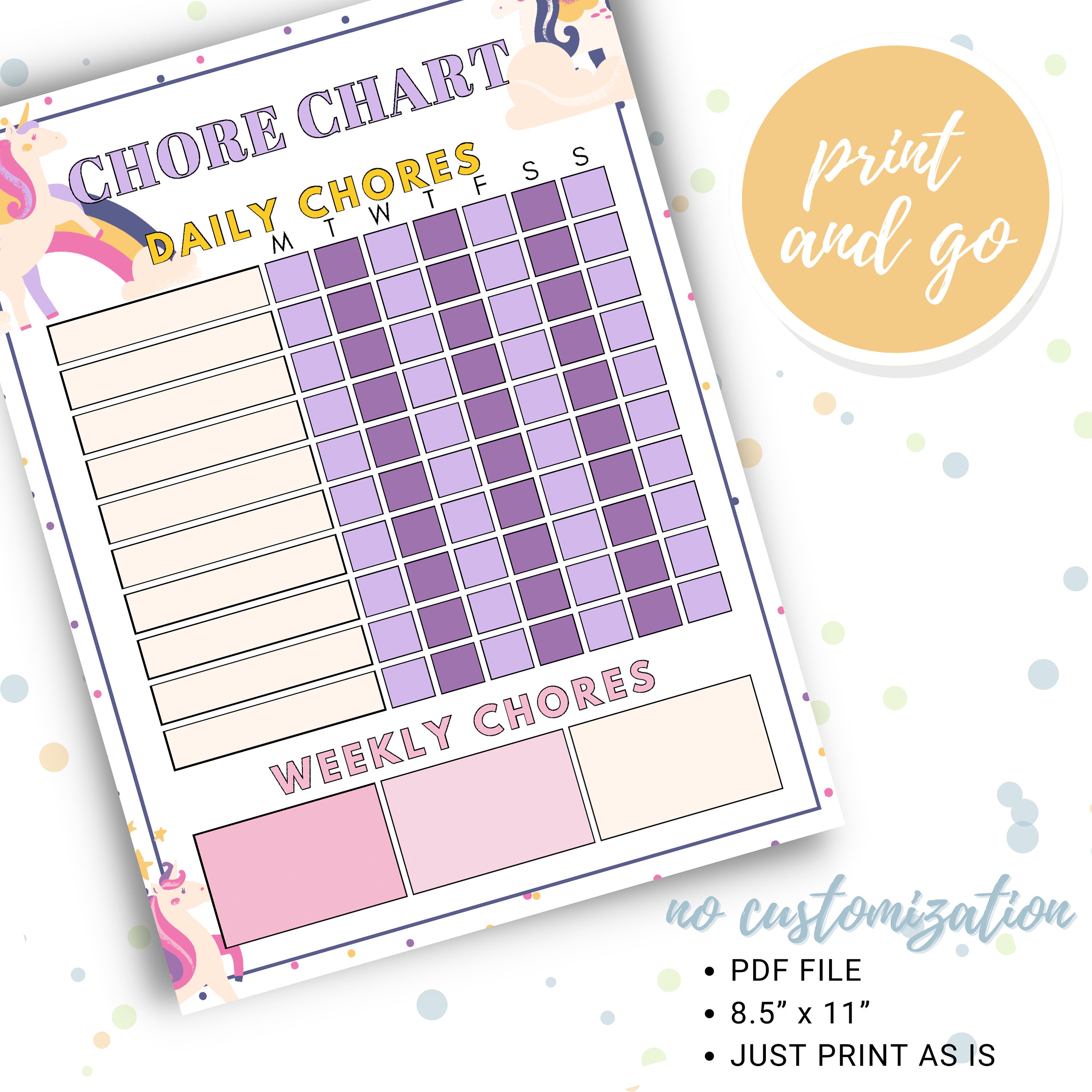 Chore Chart for Kids, Editable Daily & Weekly Chore Planner, Kids Chore ...