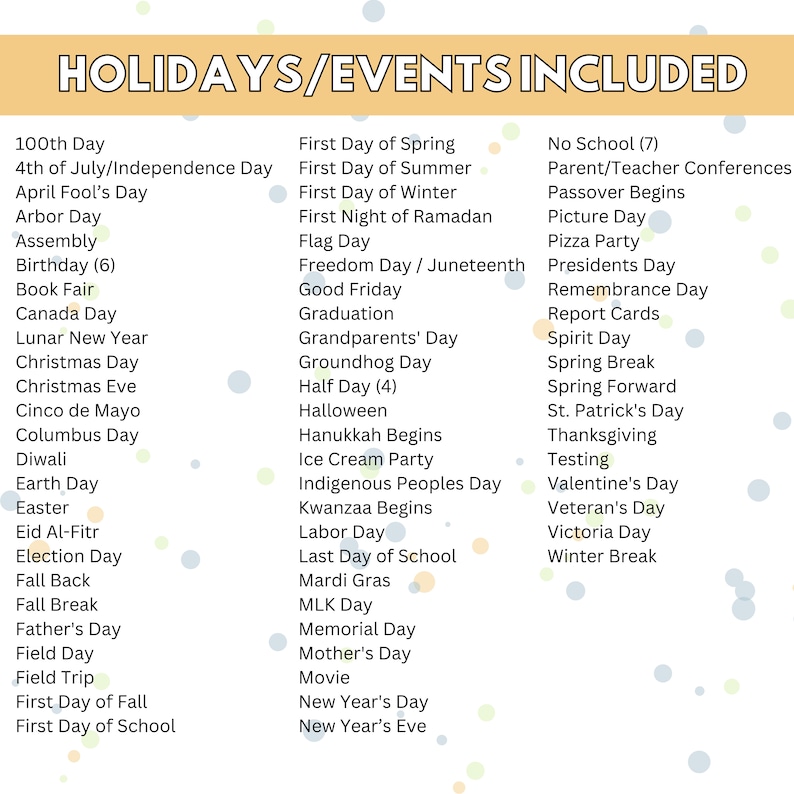 School Holiday and Event Cards for Pocket Chart Calendar for Classroom ...