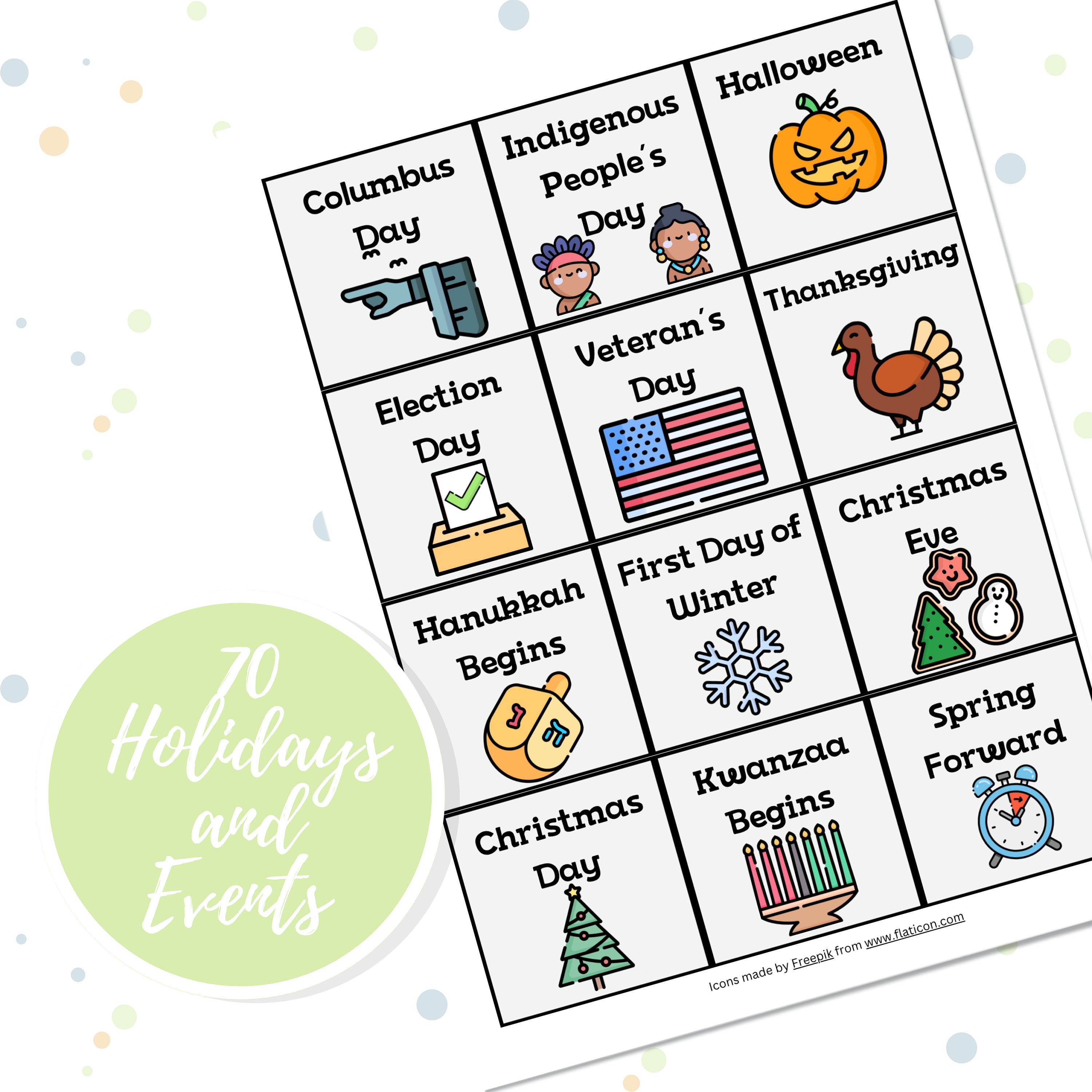 School Holiday and Event Cards for Pocket Chart Calendar for Classroom ...