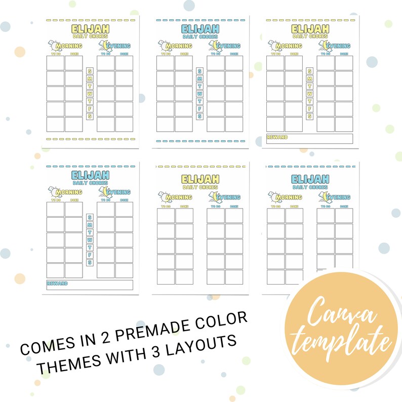 Chore Chart for Kids, Editable Daily Visual Chore Planner, Kids Chore ...