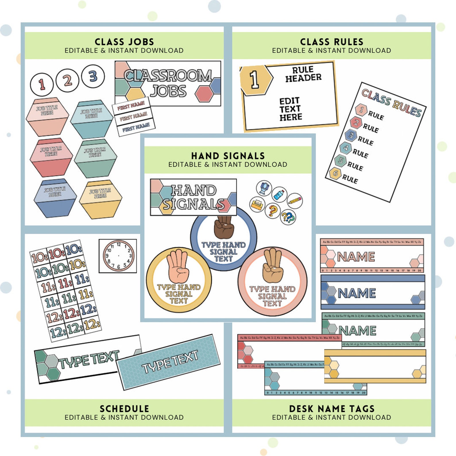Classroom Decor Bundle | Modern Hex Design for School Class or ...