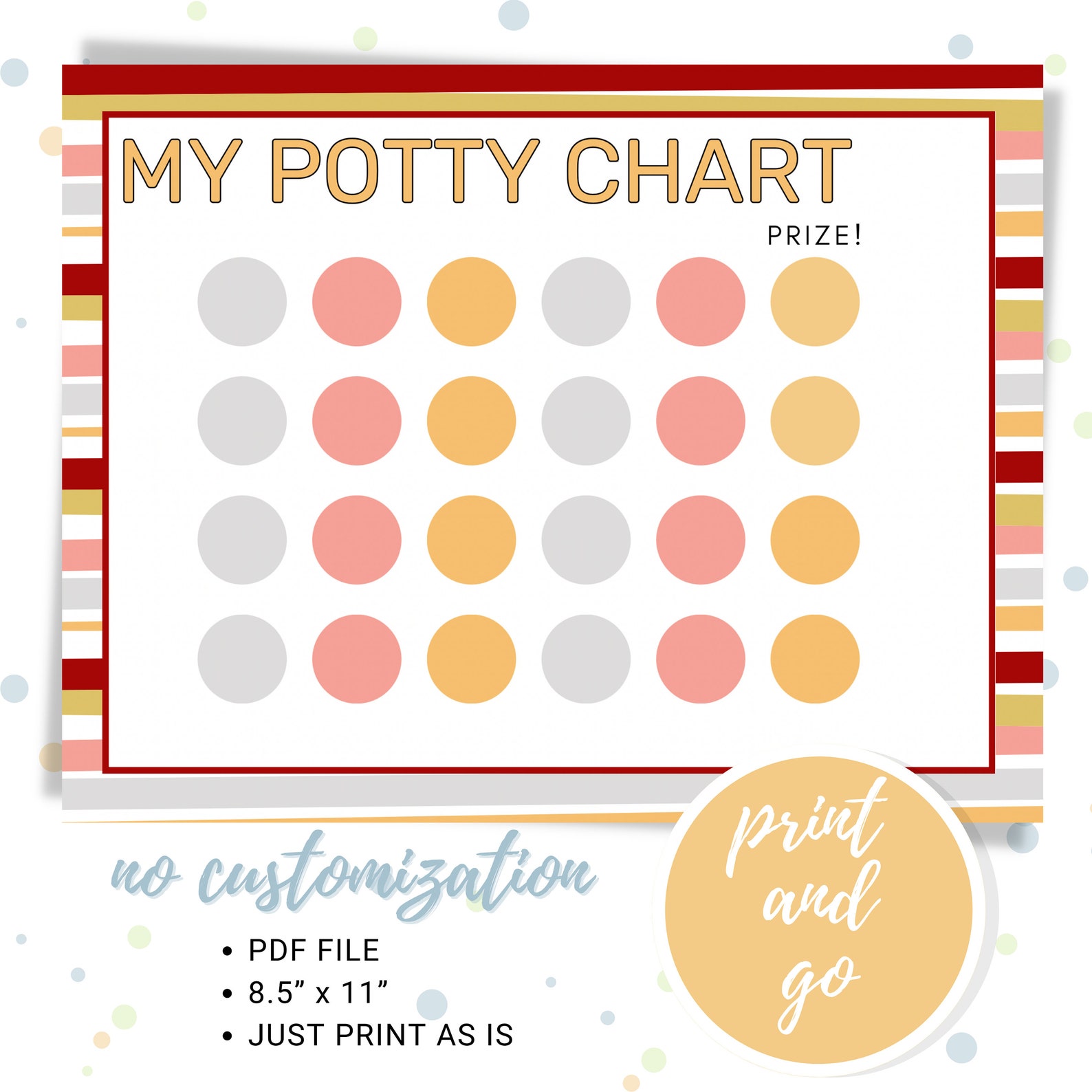 Printable Potty Chart Potty Training Chart Potty Reward - Etsy