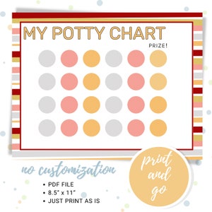 Printable Potty Chart, Potty Training Chart, Potty Reward Chart, Potty ...