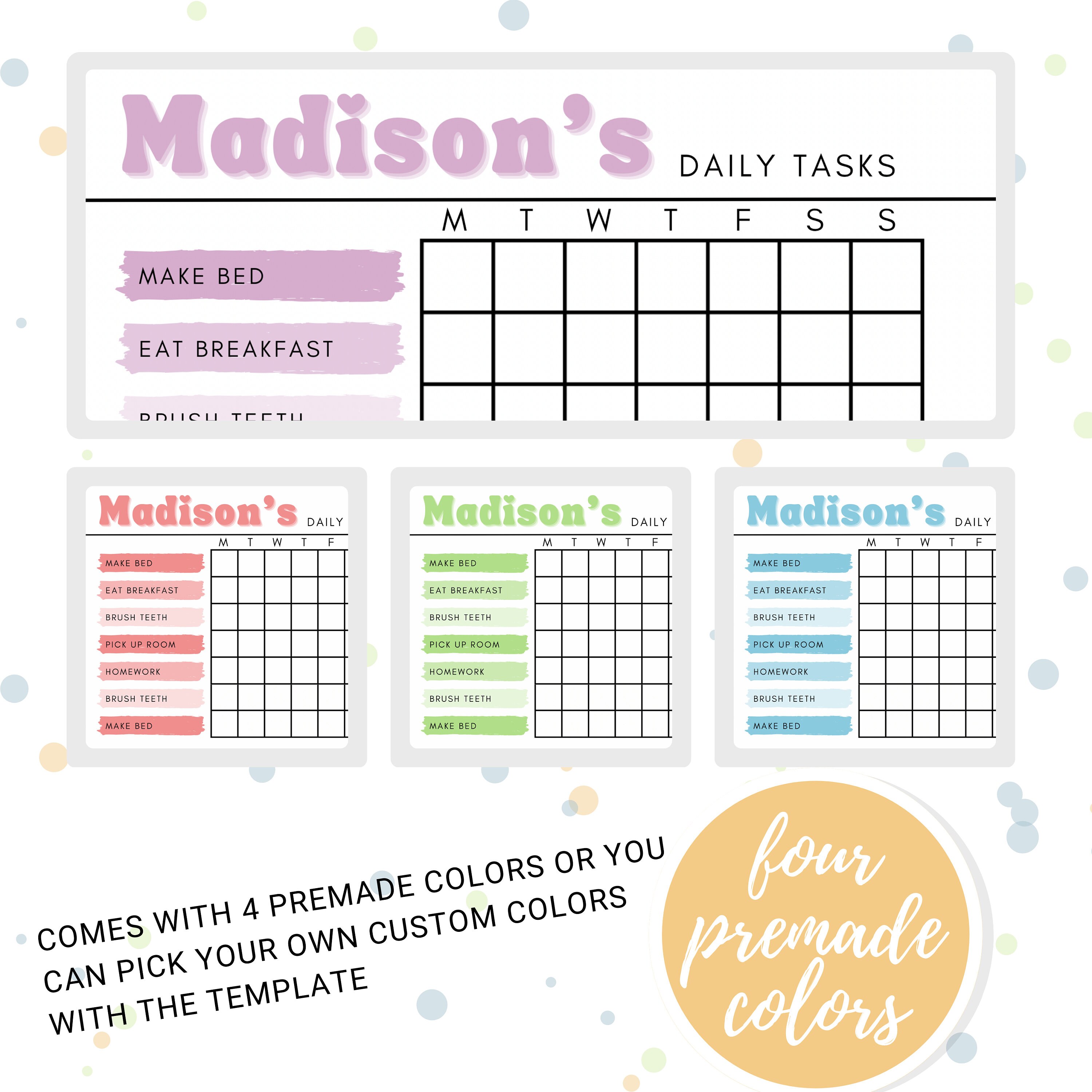 Editable Chore Chart for Kids, Behavior Chart, Family Chore Chart ...