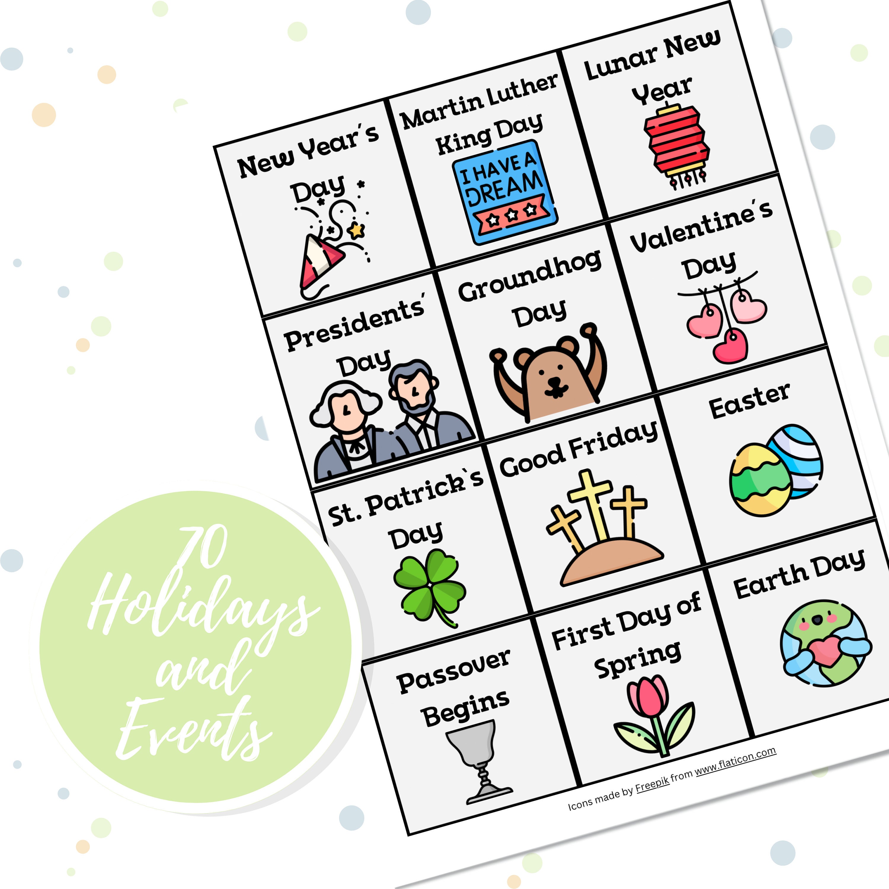 School Holiday and Event Cards for Pocket Chart Calendar for Classroom ...