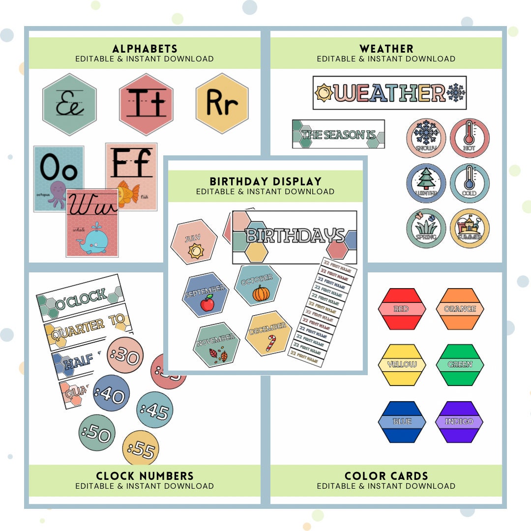 Classroom Decor Bundle | Modern Hex Design for School Class or ...