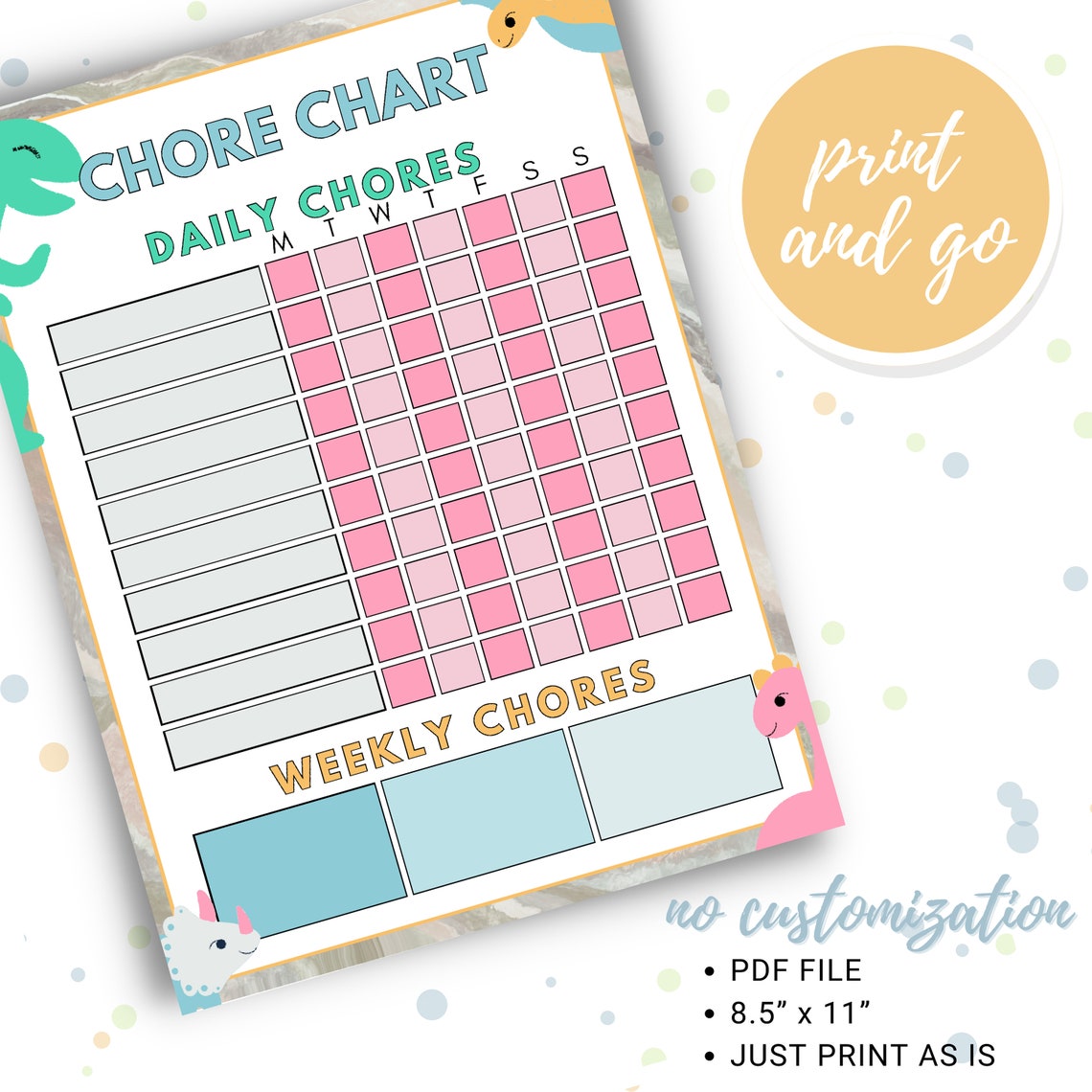 Chore Chart for Kids, Editable Daily & Weekly Chore Planner, Kids Chore ...
