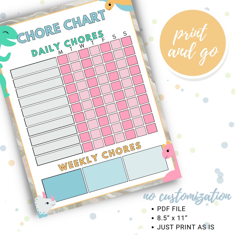 Chore Chart for Kids, Editable Daily & Weekly Chore Planner, Kids Chore ...