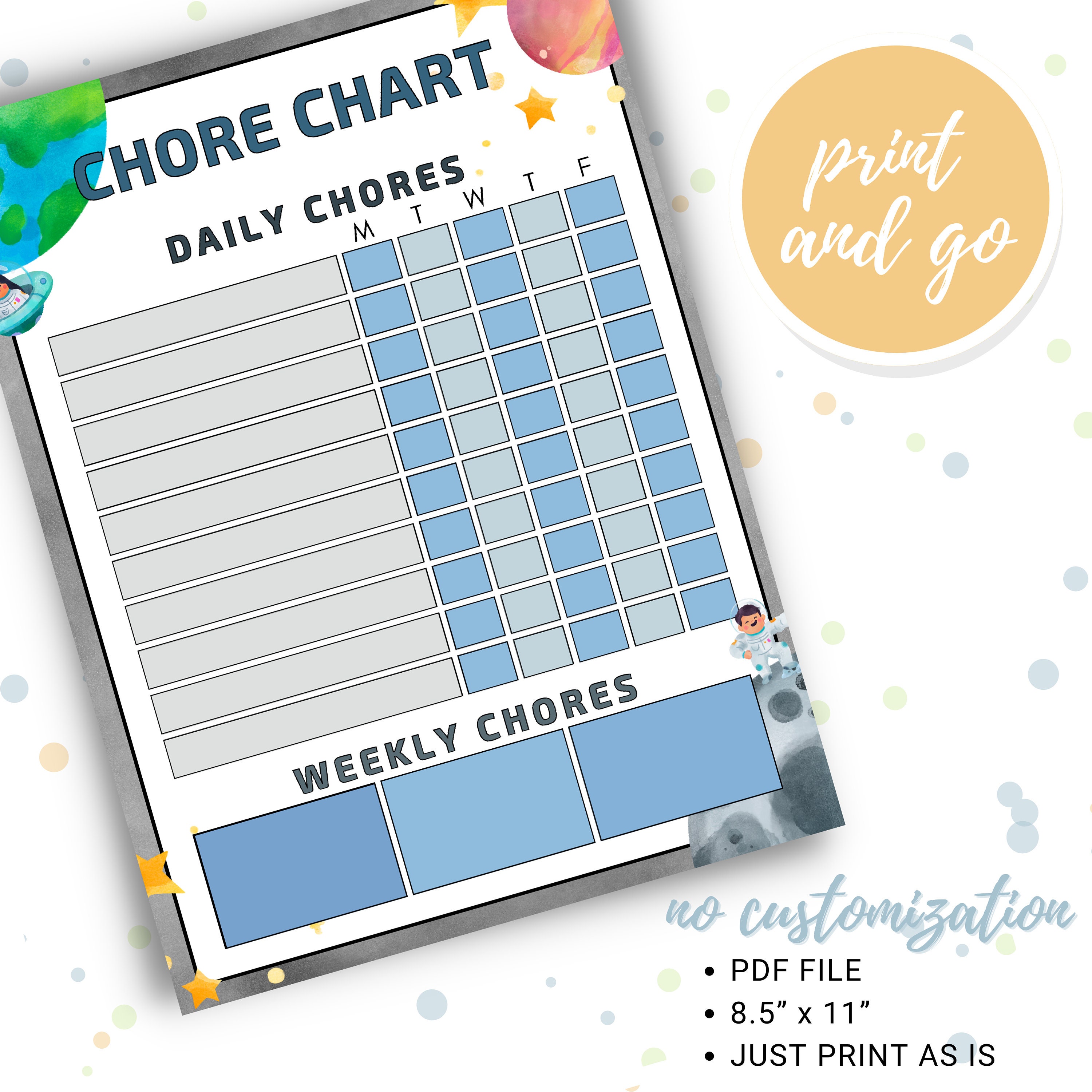 Chore Chart for Kids, Editable Daily & Weekly Chore Planner, Kids Chore ...