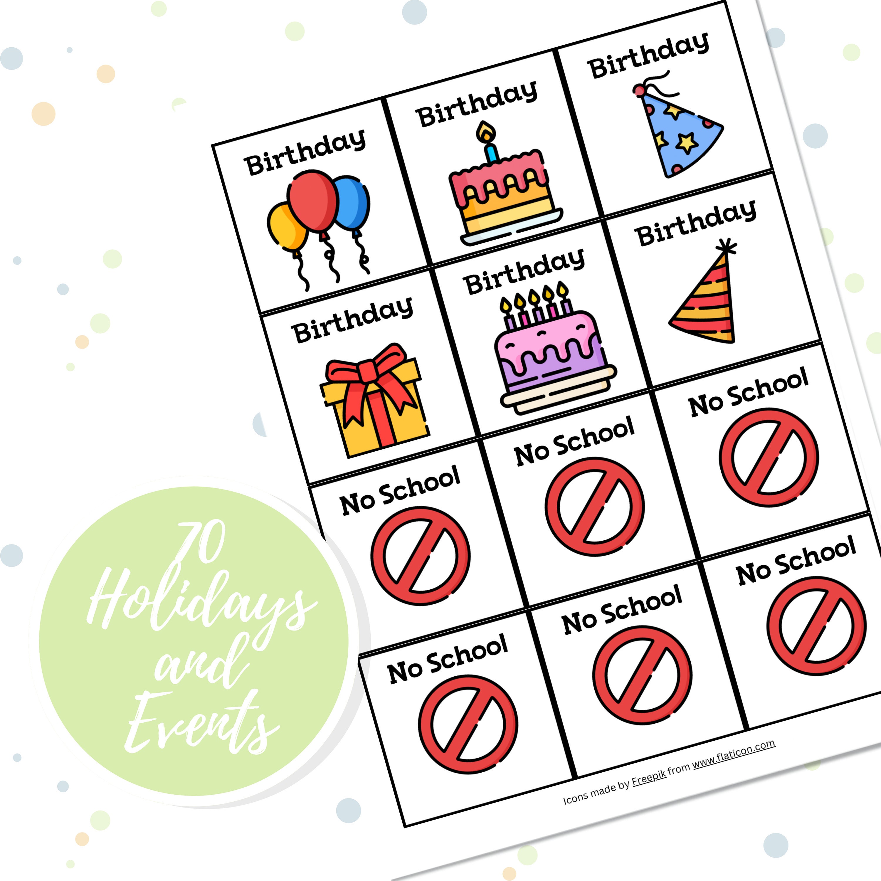 School Holiday and Event Cards for Pocket Chart Calendar for Classroom ...