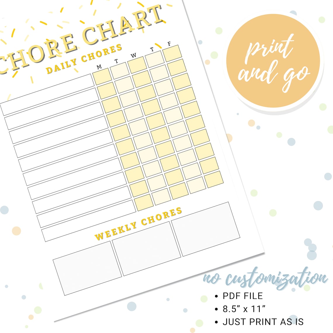 Chore Chart for Kids, Editable Daily & Weekly Chore Planner, Kids Chore ...