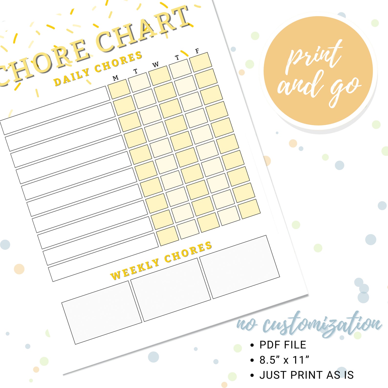 Chore Chart for Kids, Editable Daily & Weekly Chore Planner, Kids Chore ...