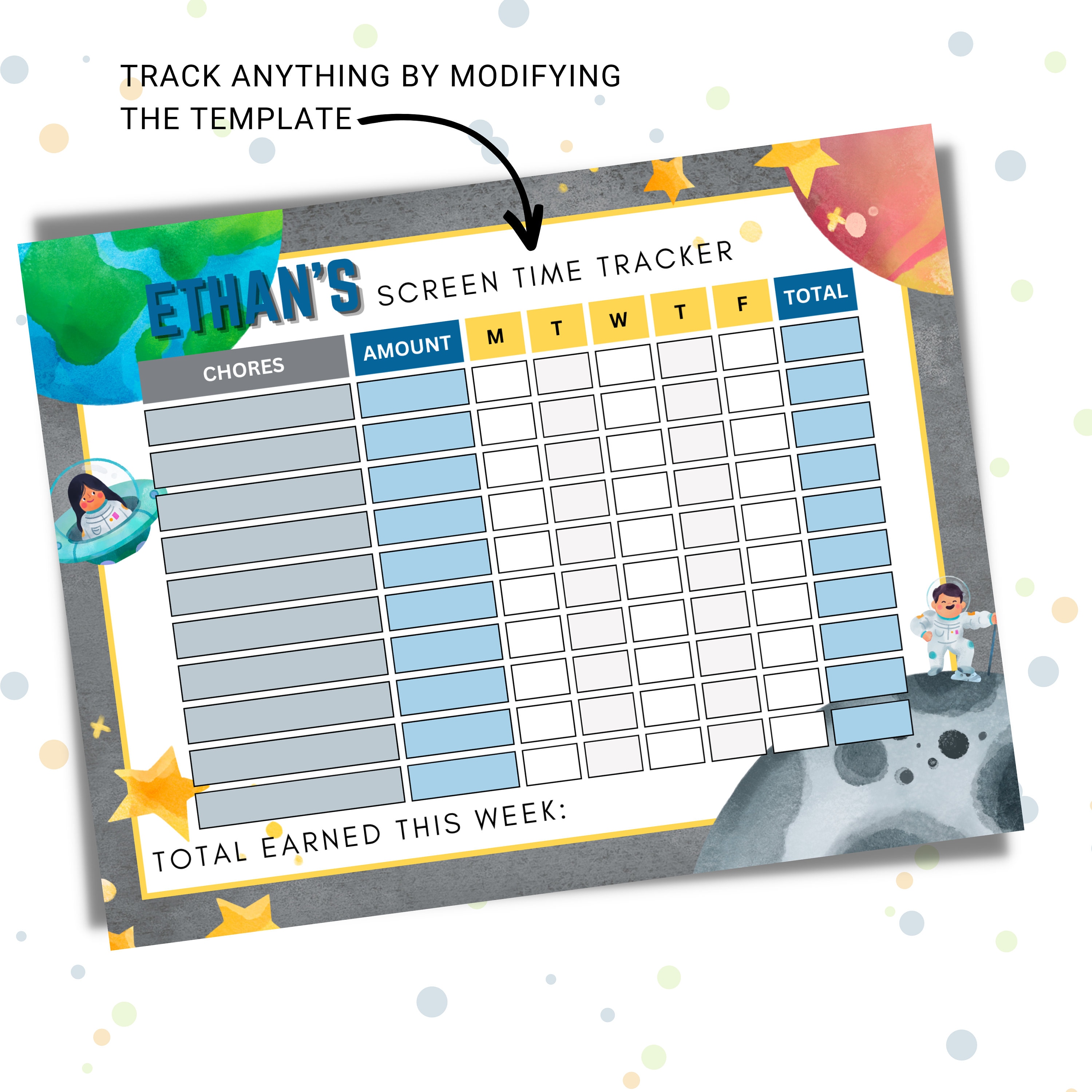 Allowance Tracker for Kids, Printable Reward Chart, Children’s ...