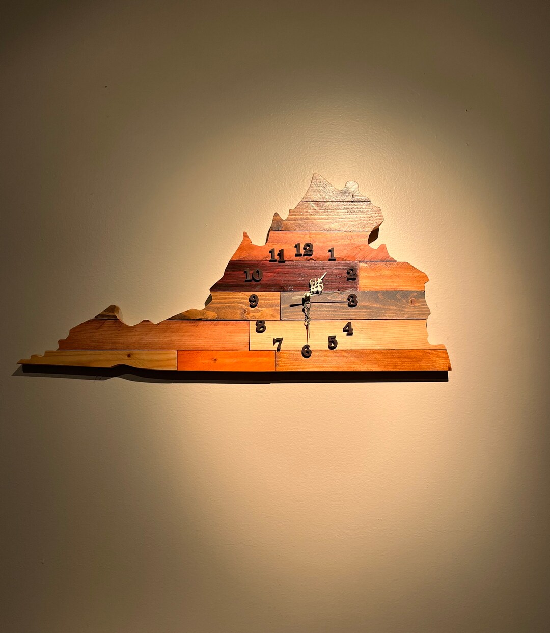 Virginia, Virginia Clock, Virginia Clock and Map, Virginia Wall Art ...