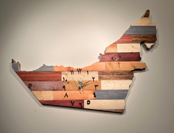 UAE Clock United Arab Emirates Clock Emirate Clock UAE Map - Etsy