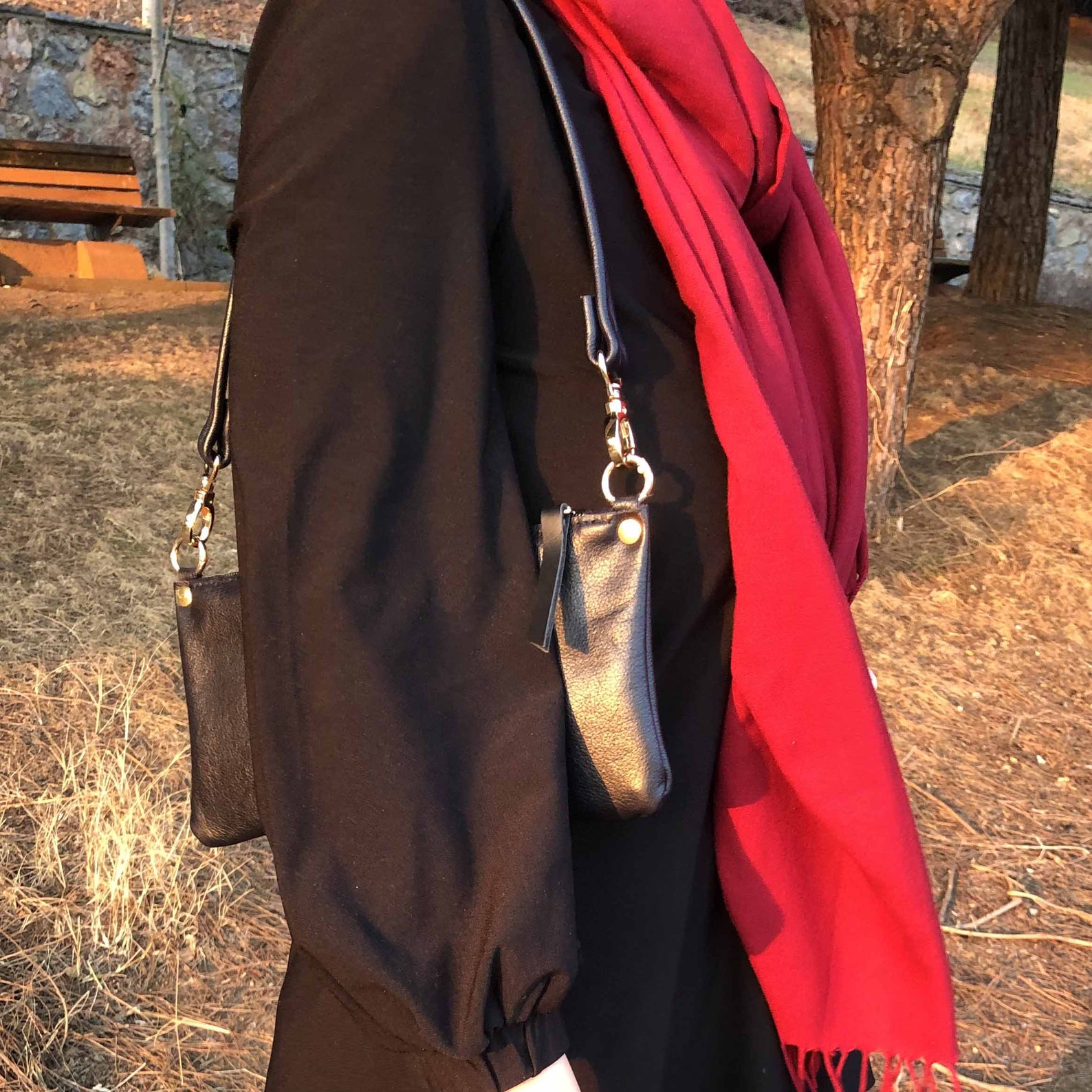 Rectangle Shoulder Bag, Black Leather Shoulder Bag, Minimalist Shoulder ...