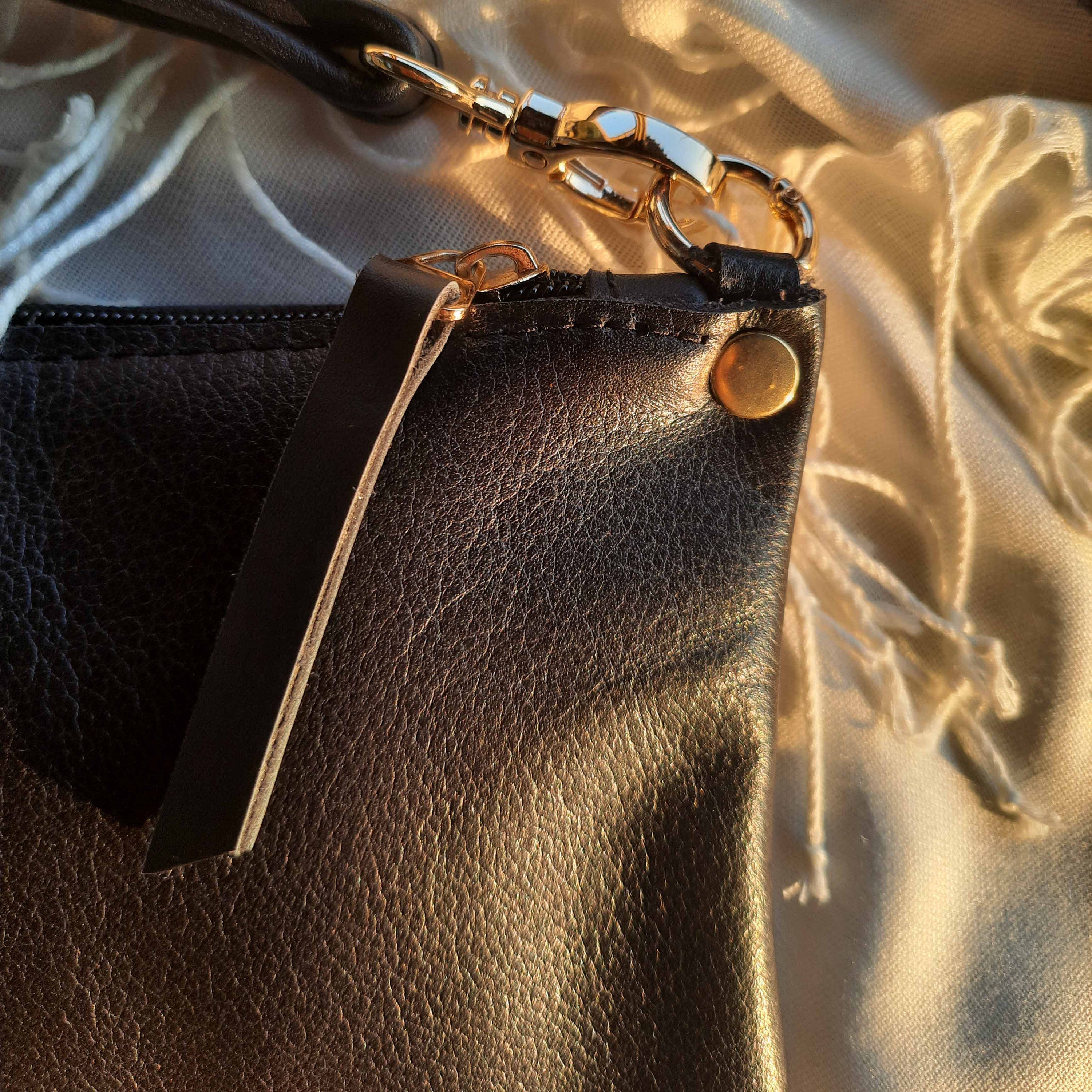 Rectangle Shoulder Bag, Black Leather Shoulder Bag, Minimalist Shoulder ...