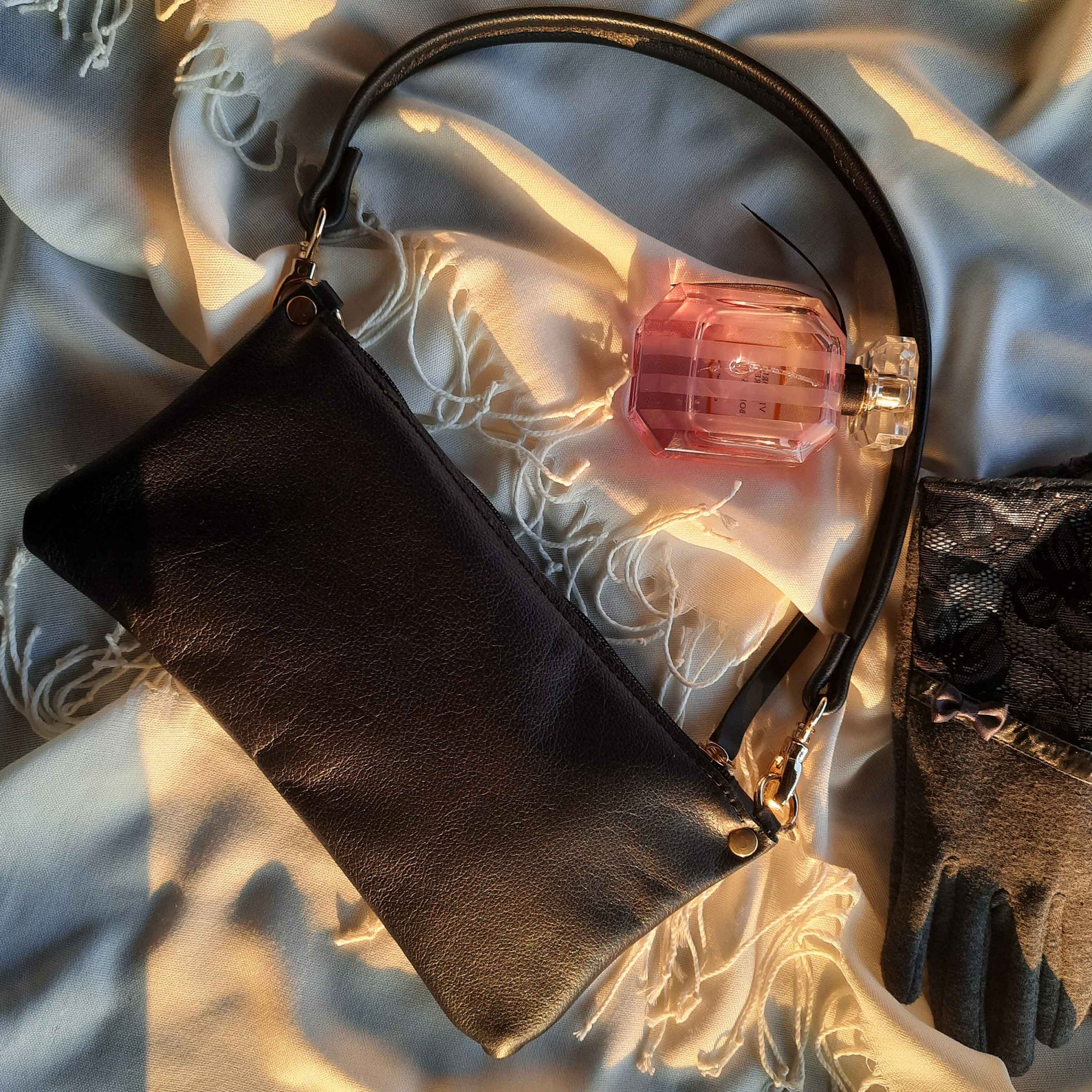 Rectangle Shoulder Bag, Black Leather Shoulder Bag, Minimalist Shoulder ...