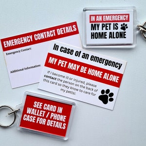 Pet Emergency Keyring & Safety Card, Cat Dog Rescue Wallet Card, Pet ...