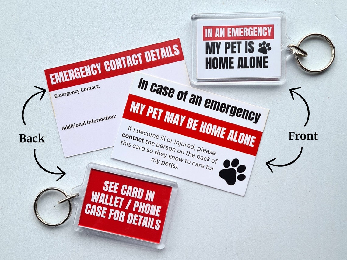 Pet Emergency Keyring & Safety Card, Cat Dog Rescue Wallet Card, Pet ...