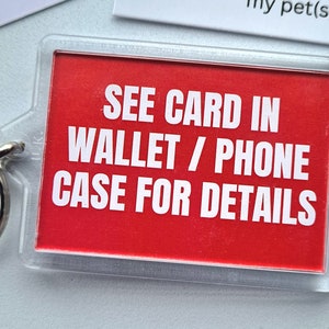 Pet Emergency Keyring & Safety Card, Cat Dog Rescue Wallet Card, Pet ...