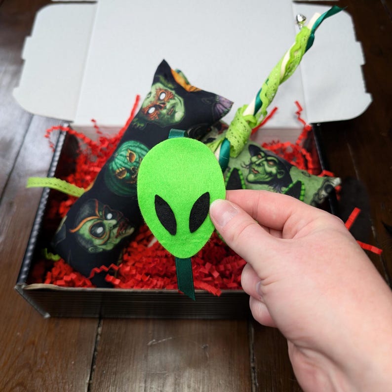 Creepy Monster Catnip Cat Toy Gift Box, Gothic, Green Present Idea for ...