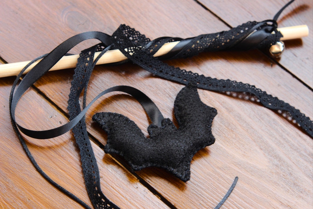 Black Bat Cat Wand Catnip Toy, Gift for Cat Lovers, Gift for Kittens ...