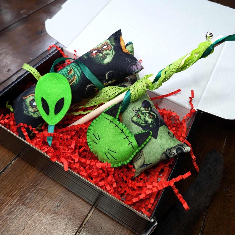 Creepy Monster Catnip Cat Toy Gift Box, Gothic, Green Present Idea for ...