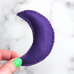 Magical Purple Moon Cat Toy With White Embroidered Stars, Witch Catnip ...