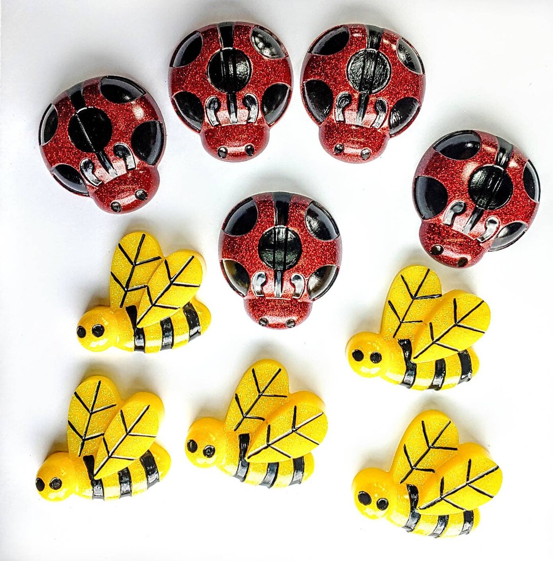 Handmade Resin Bees & Ladybugs Hand Painted Garden Decor-home Decor - Etsy