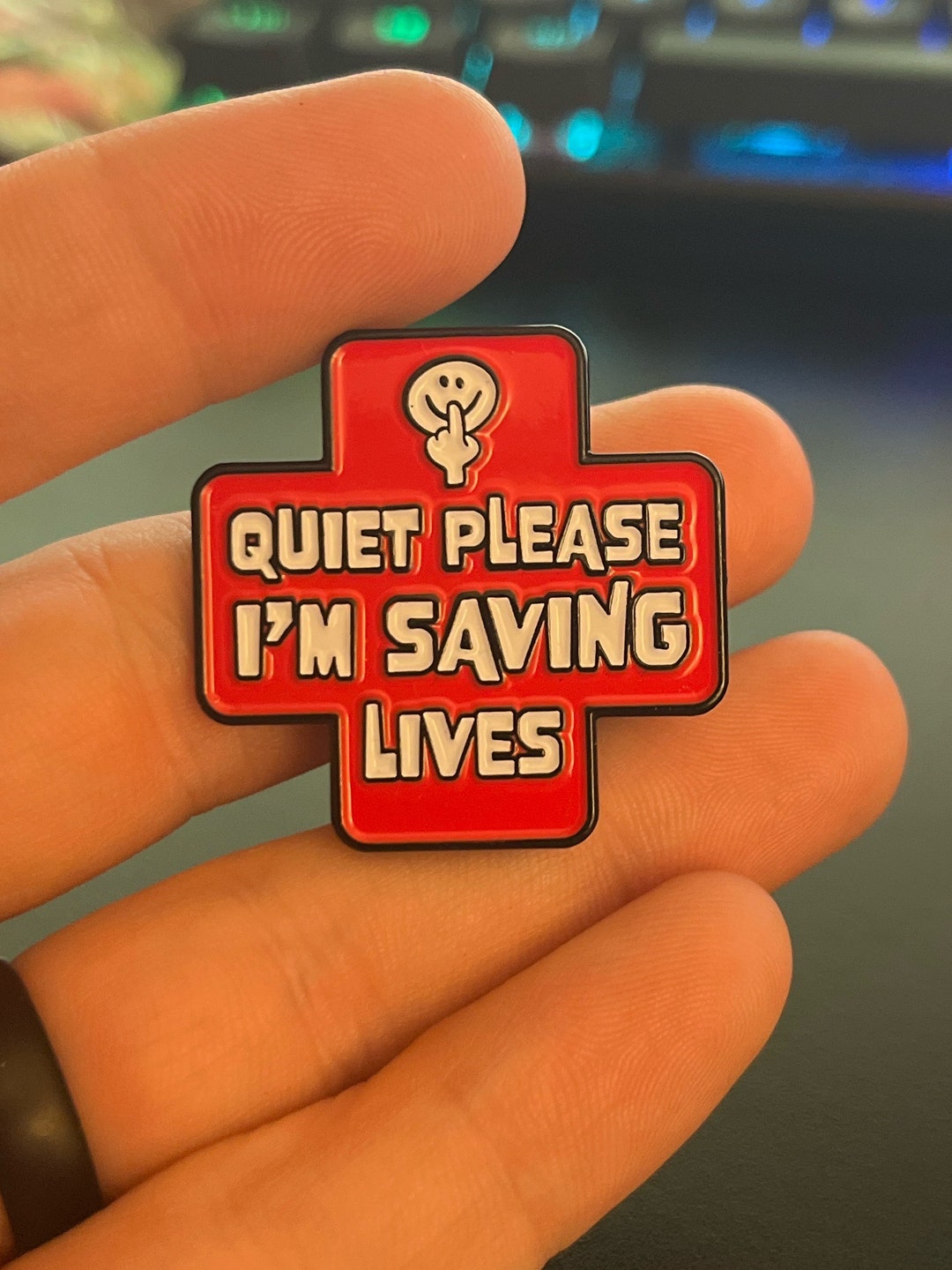 Quiet Please I'm Saving Lives Lapel Pin - Etsy