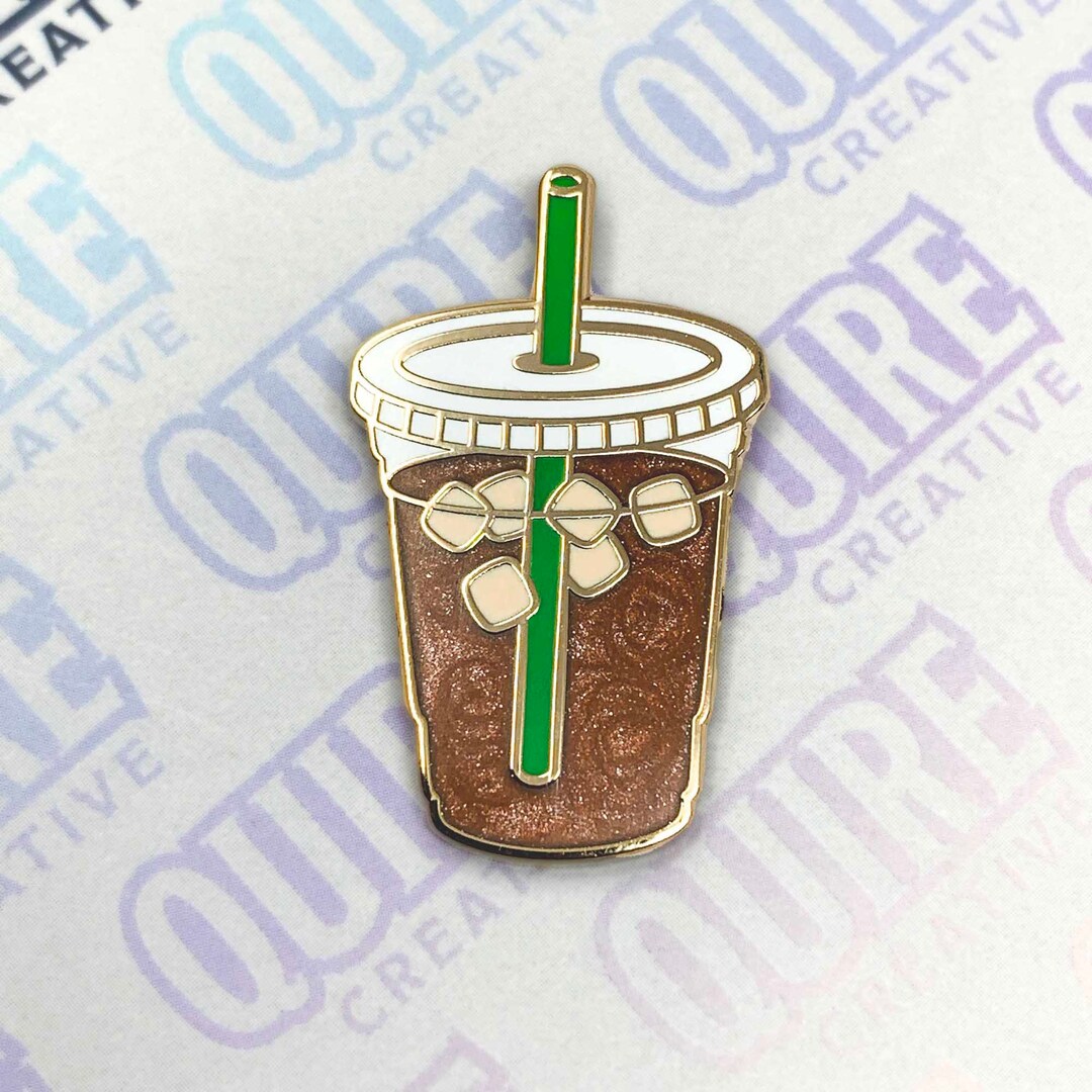 Iced Coffee Lapel Pin With Shimmering Milk Swirl - Etsy