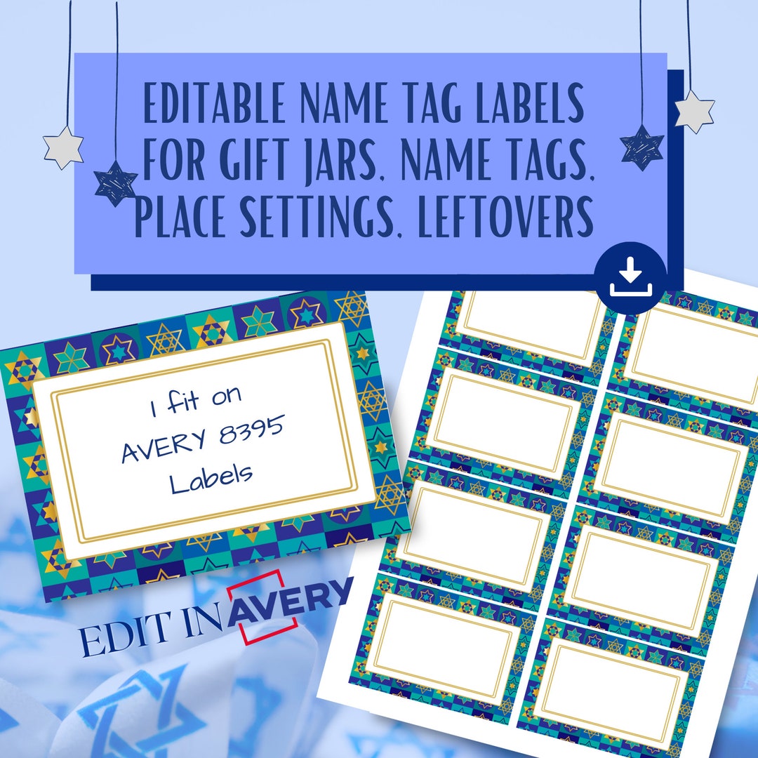 Digital Download Editable Jewish Hanukkah Labels Dreidel Gift Tag Food ...
