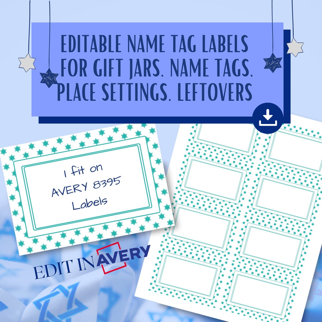 Digital Download Editable Jewish Hanukkah Labels Dreidel Gift Tag Food ...