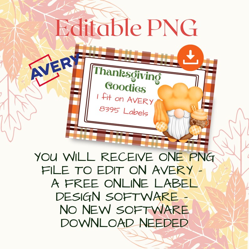 Digital Download Editable Thanksgiving Labels Gnome Gift Tag Food Jar ...