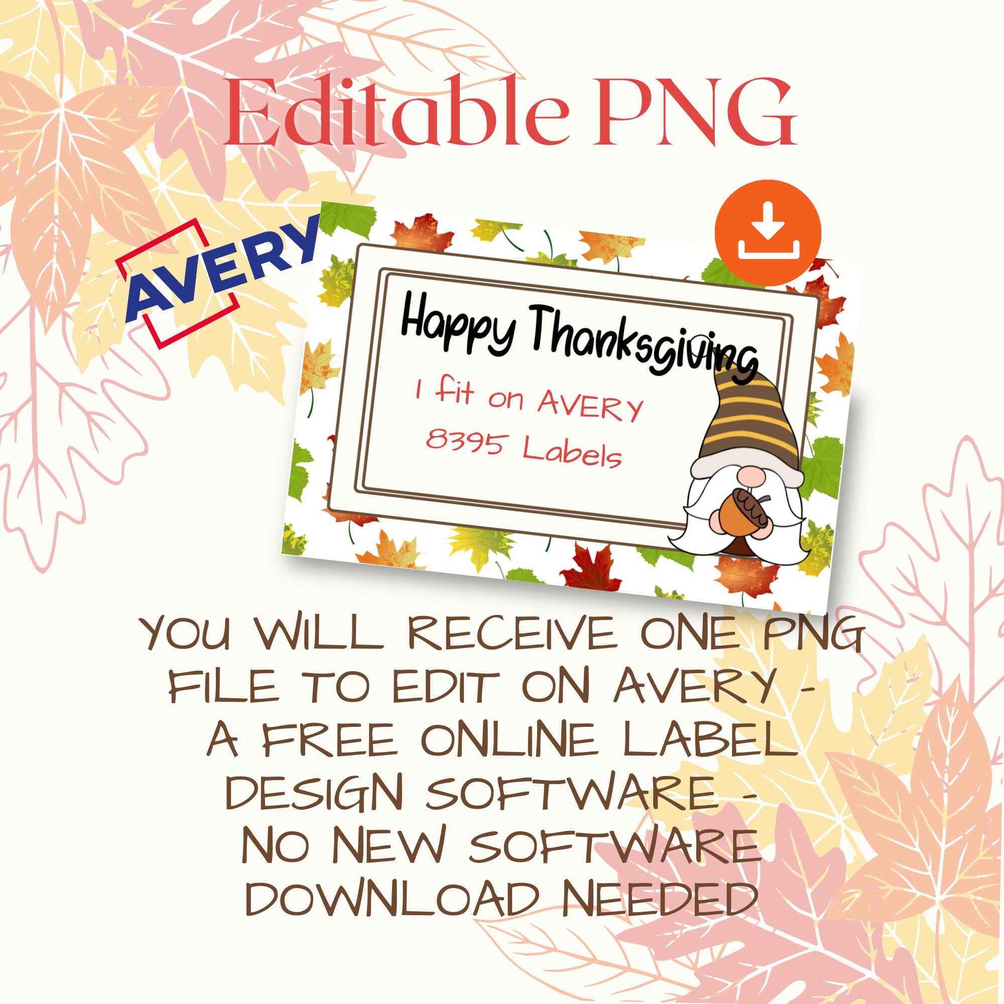 Digital Download Editable Thanksgiving Labels Gnome Gift Tag Food Jar ...