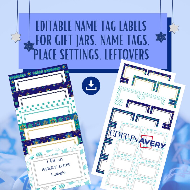 Digital Download Editable Jewish Hanukkah Label Full Set Gift Tag Food ...