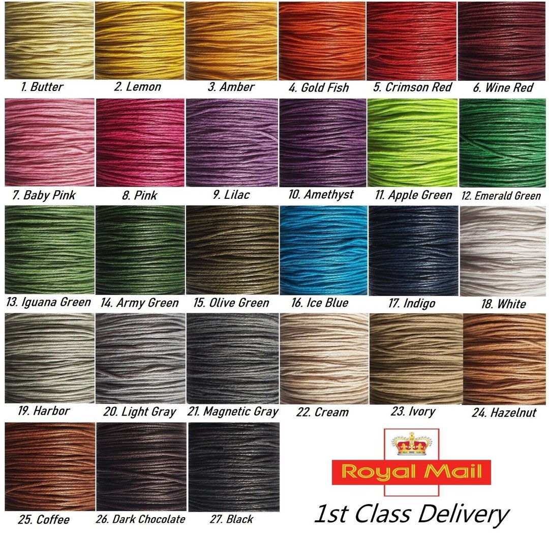 1mm Waxed Cotton Cord String 5m to 20m Jewellery Making Necklace ...