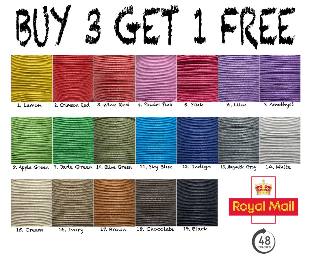 2mm Waxed Cotton Cord String 5m to 70m Jewellery Making Necklace ...