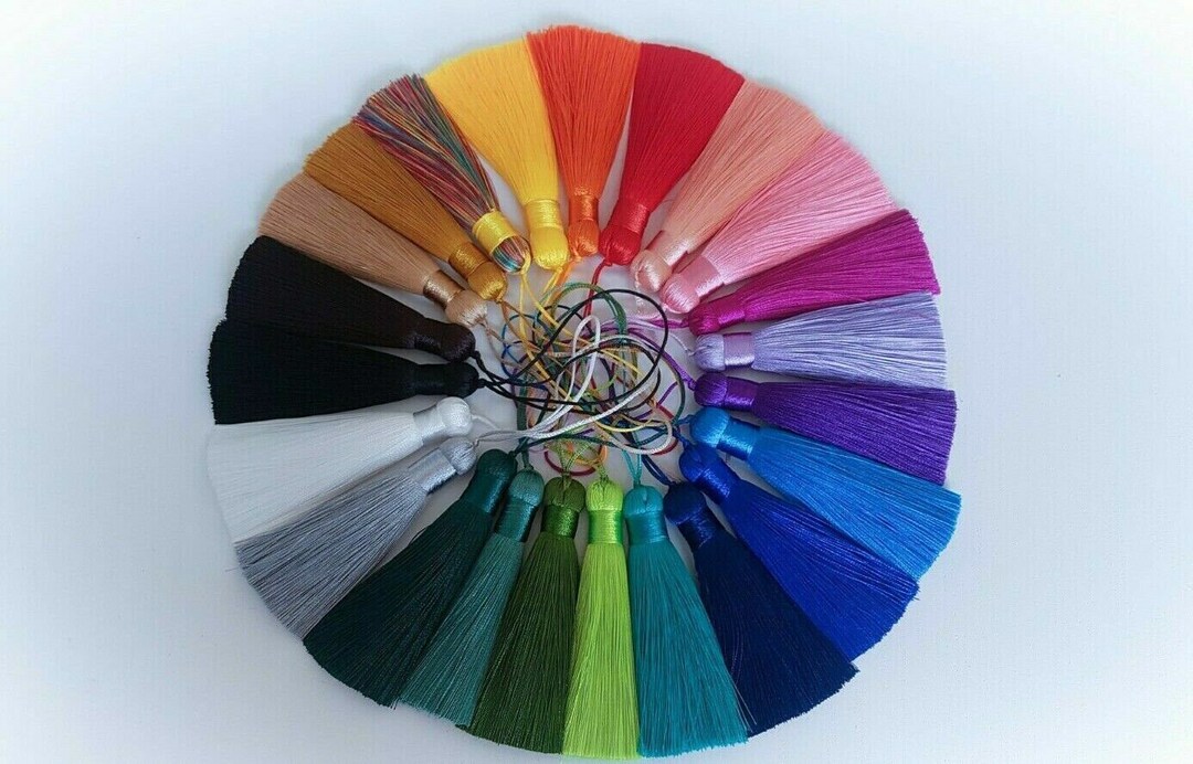 Silk Tassels 8cm 1,5cm Colours Loop Jewellery Keyrings Bag Bookmarks ...