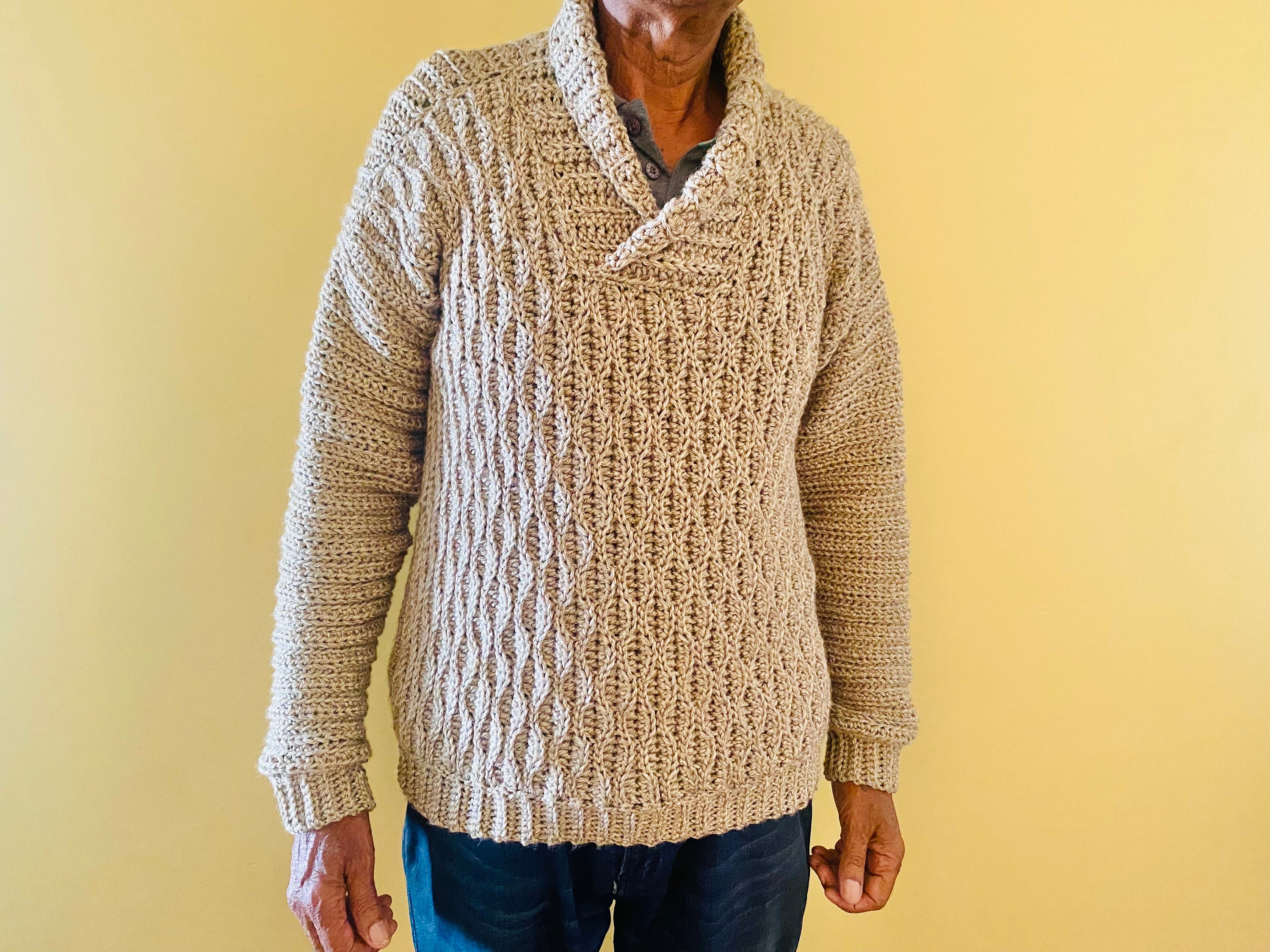 Crochet Sweater for Men “almond Ridge” - Etsy