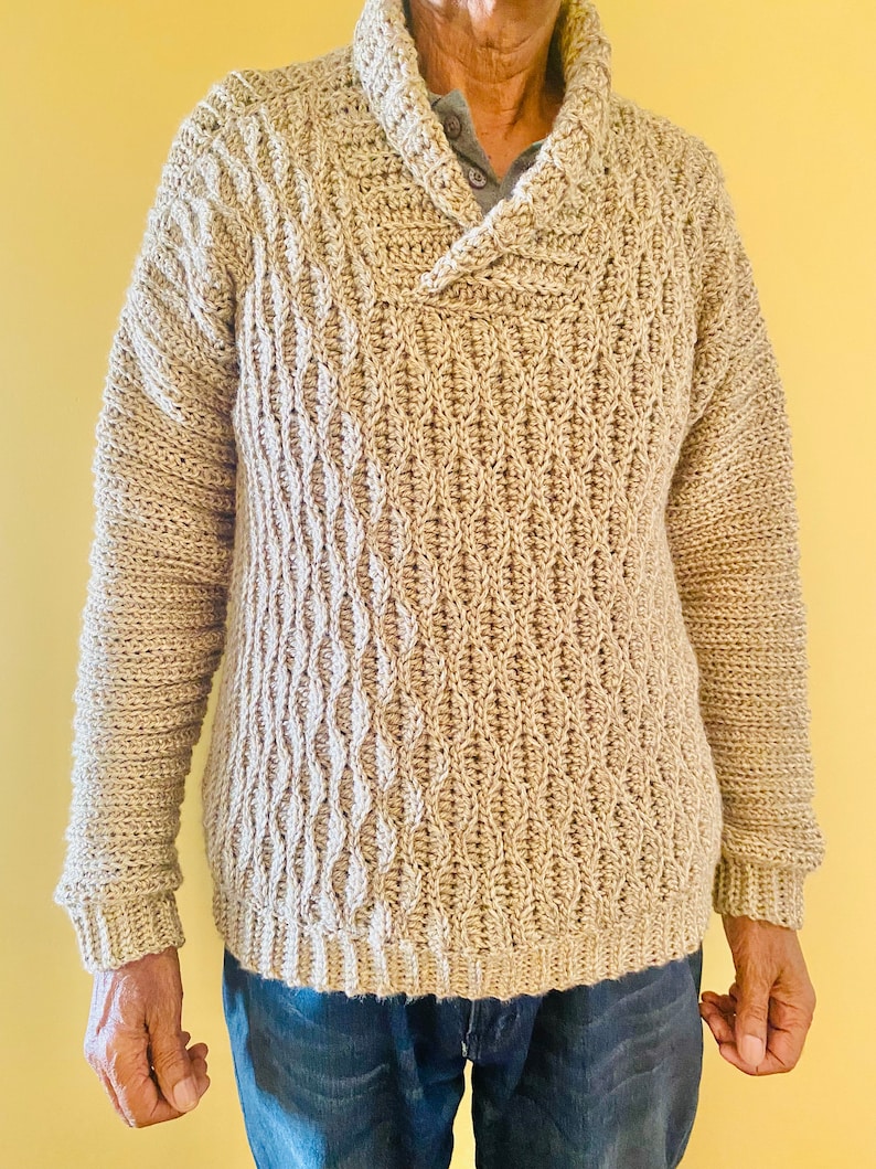 Crochet Sweater for Men “almond Ridge” - Etsy
