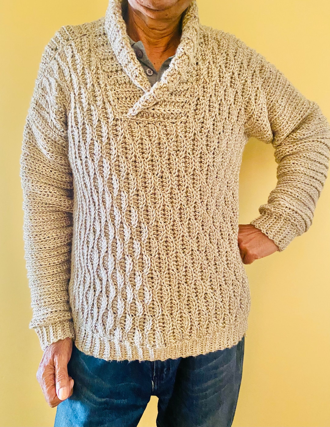 Crochet Sweater for Men “almond Ridge” - Etsy