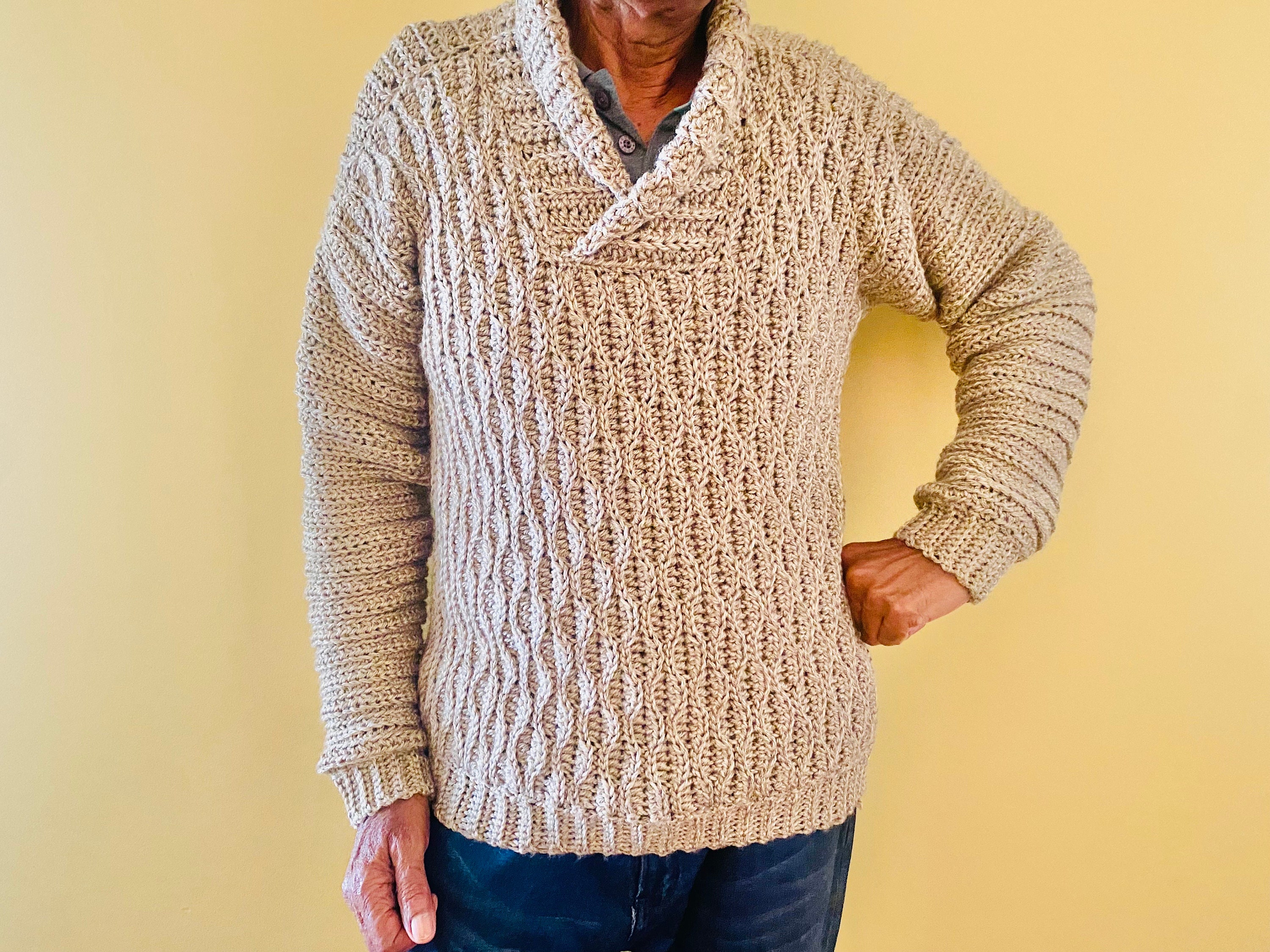 Crochet Sweater for Men “almond Ridge” - Etsy