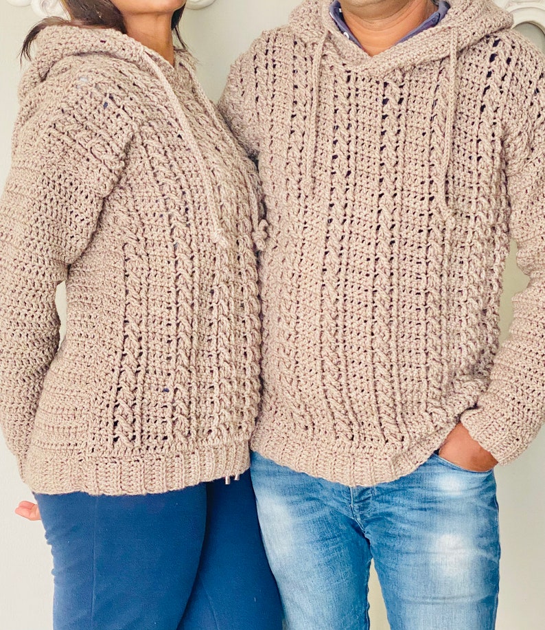 Crochet Hooded Sweater His ‘n Hers “twin Flames” - Etsy