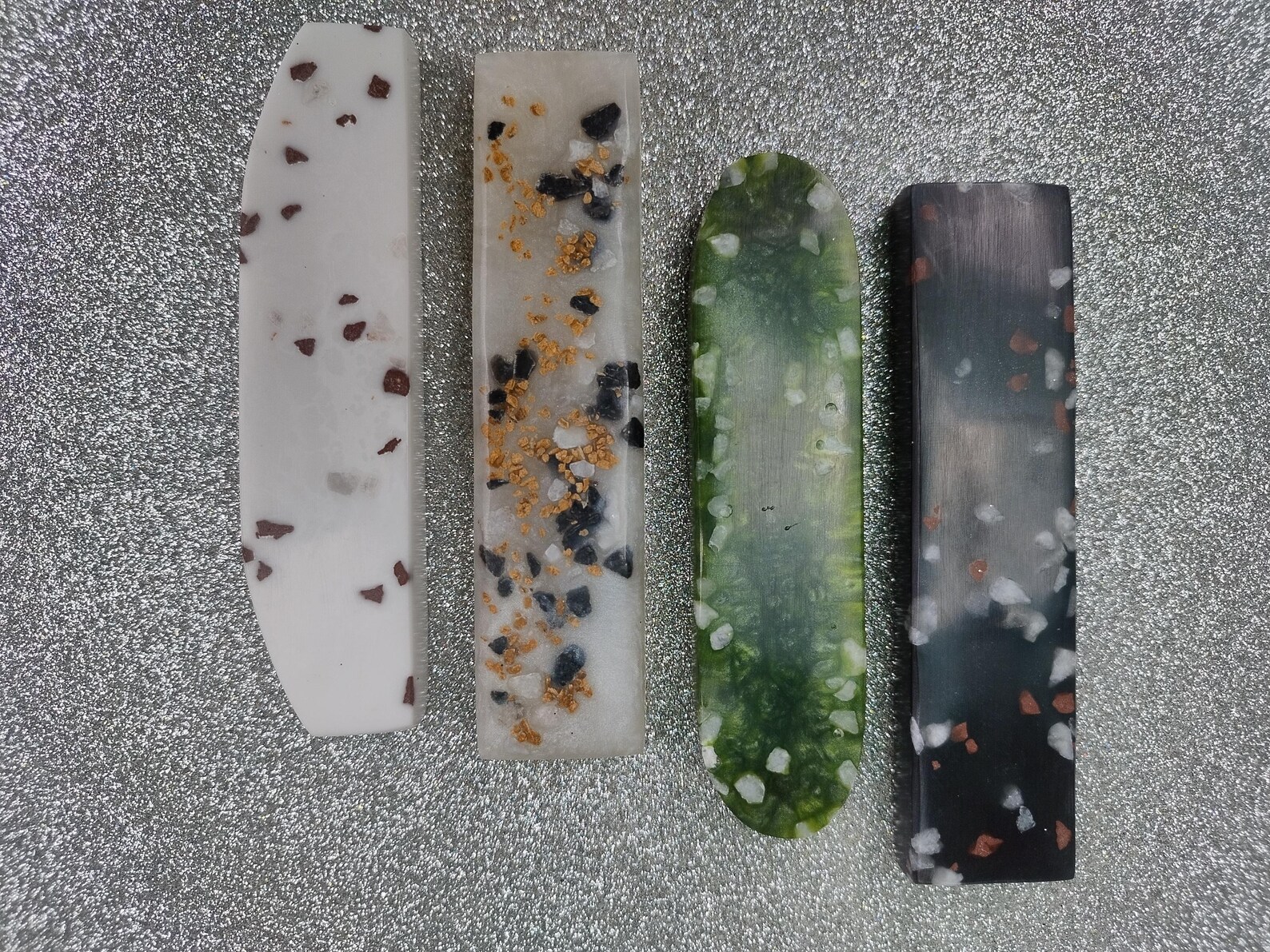 Terrazzo Epoxy Resin Drawer Pull: Green, Black & White Pearl Cabinet ...