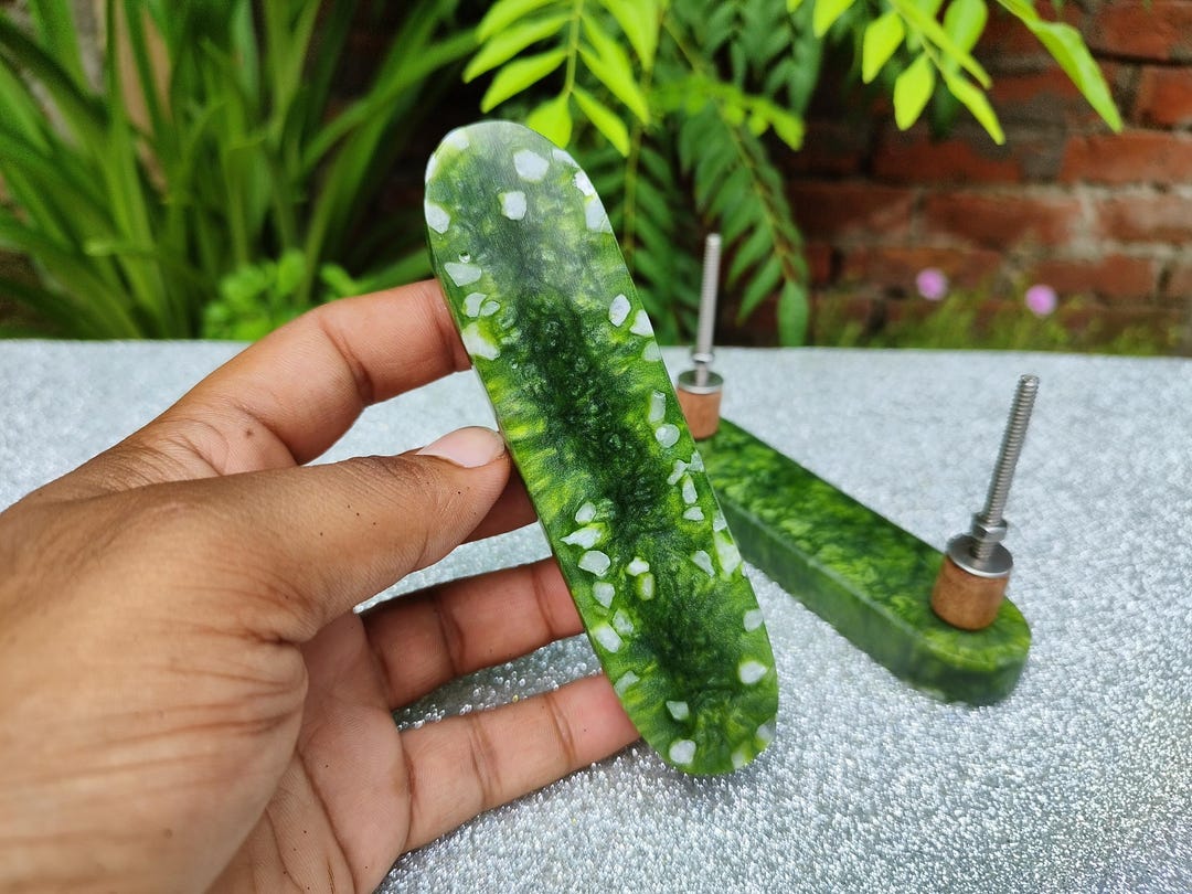Green Pearl Epoxy Resin Drawer Pull: Terrazzo Style Cabinet Handle - Etsy